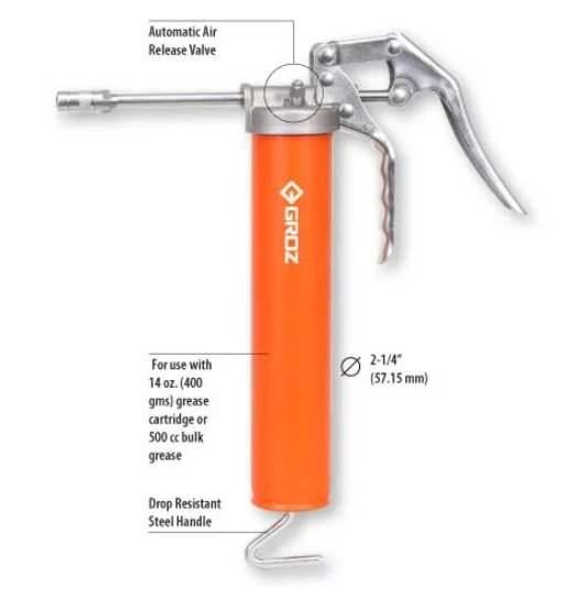 Groz Pistol Grip Grease Gun 400g Model: V5R/N – Yale Hardware