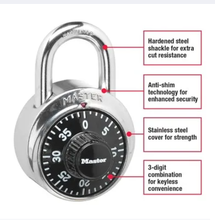 Master Lock Dial Combination Padlock 48mm Assorted Color (Black, Blue ...